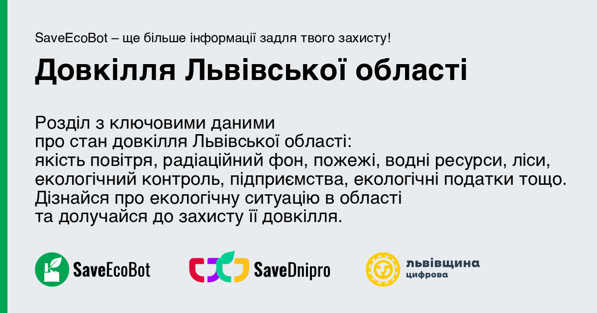 Довкілля Львівської області - SaveEcoBot