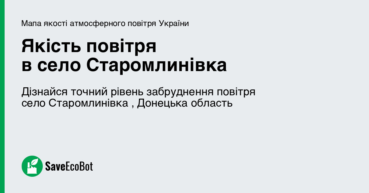 Якість повітря у селі Старомлинівка, Донецька область онлайн: карта ...