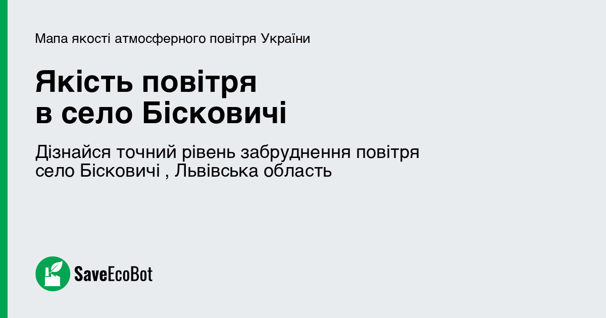 Якість повітря у селі Бісковичі Львівська область онлайн карта якості